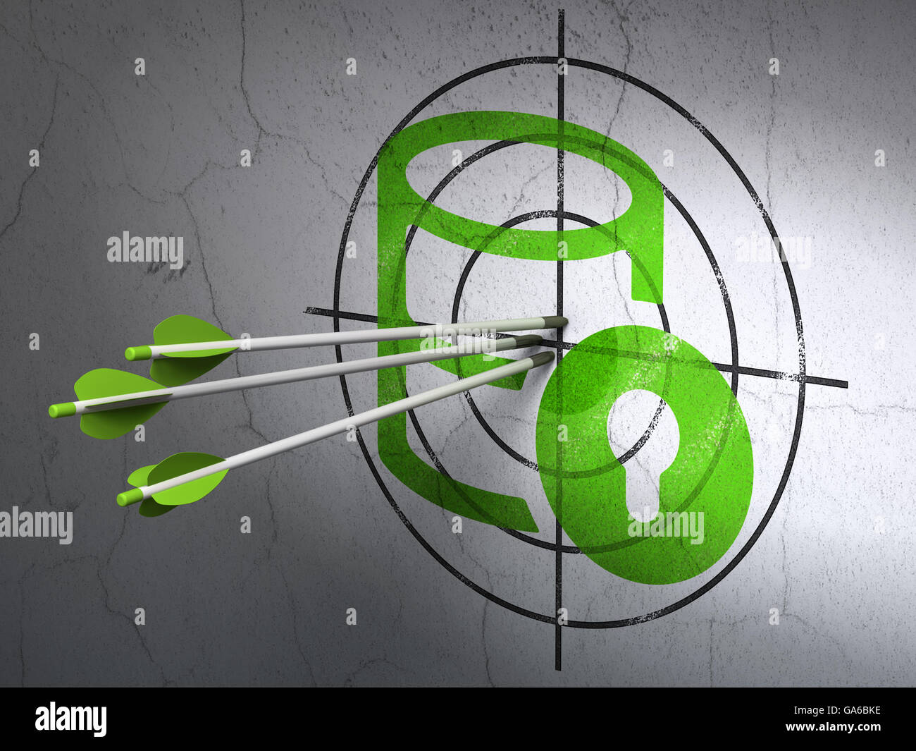 Programming concept: arrows in Database With Lock target on wall ...