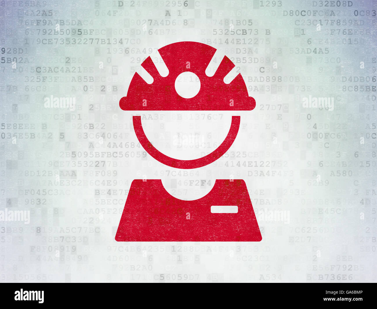 Industry concept: Factory Worker on Digital Data Paper background Stock ...