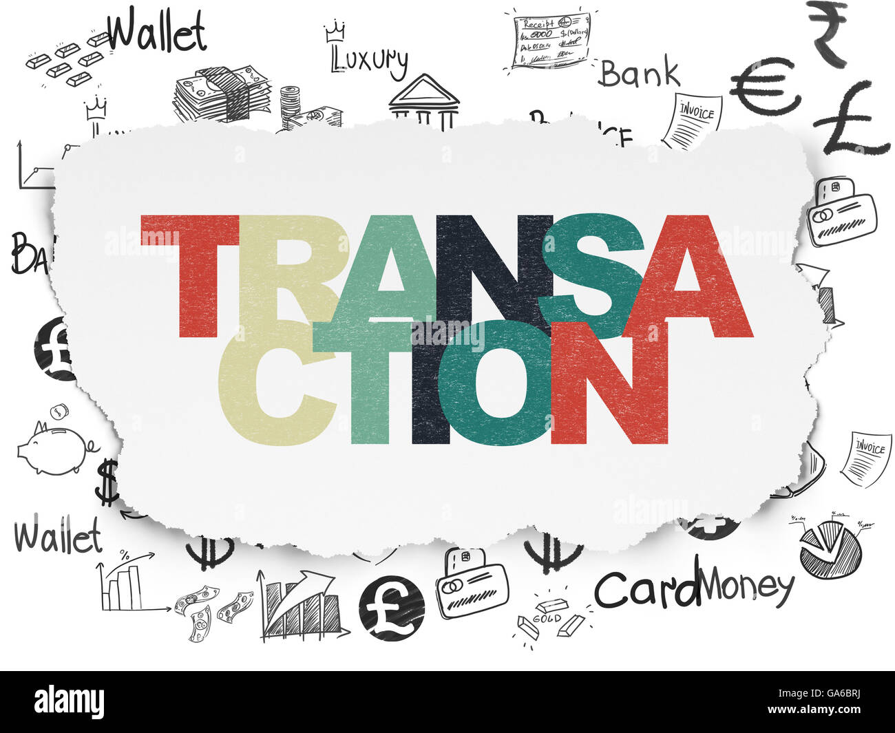 Money concept: Transaction on Torn Paper background Stock Photo - Alamy