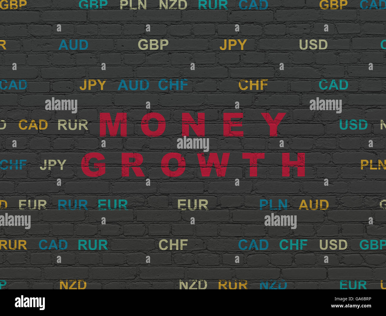 Currency concept: Money Growth on wall background Stock Photo - Alamy
