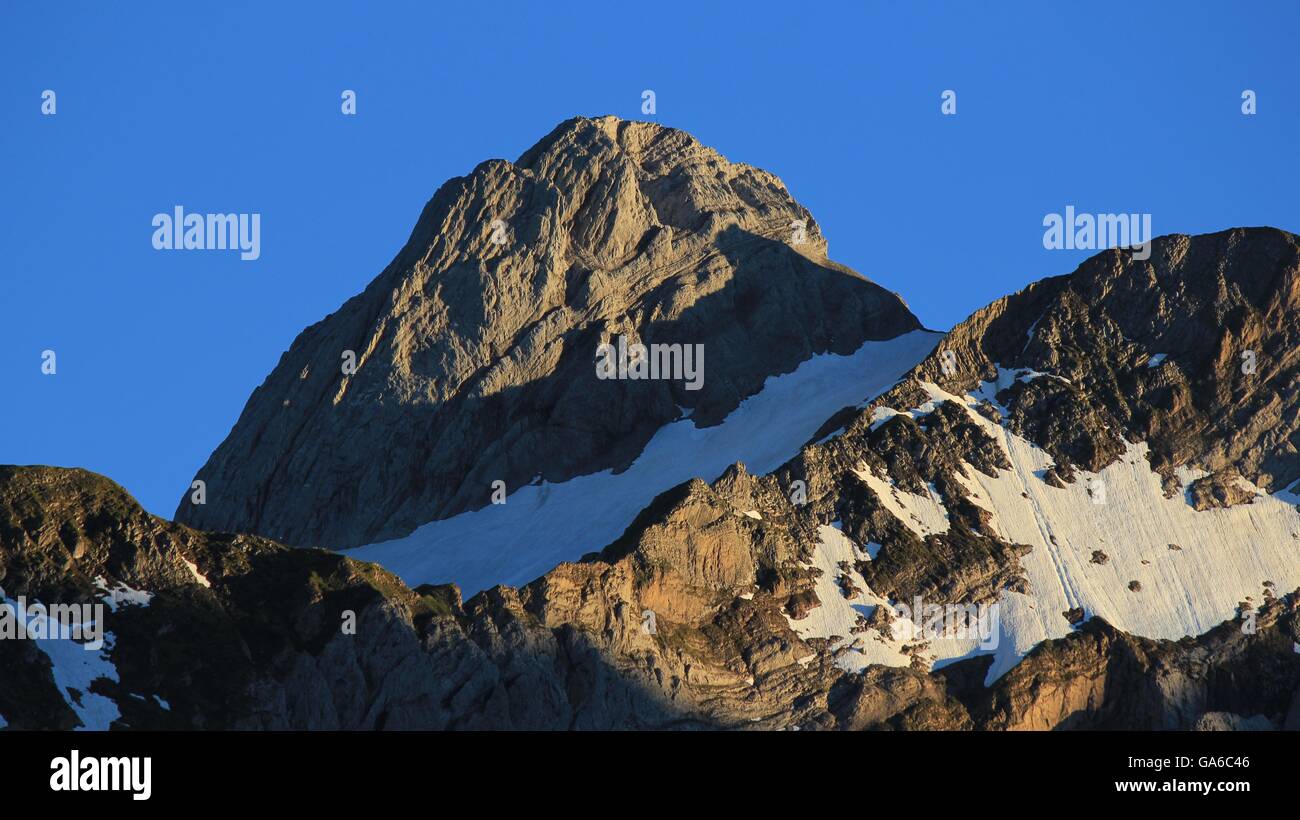 Peak of Mt Altmann, mountain of the Alpstein Range, Swiss Alps Stock ...