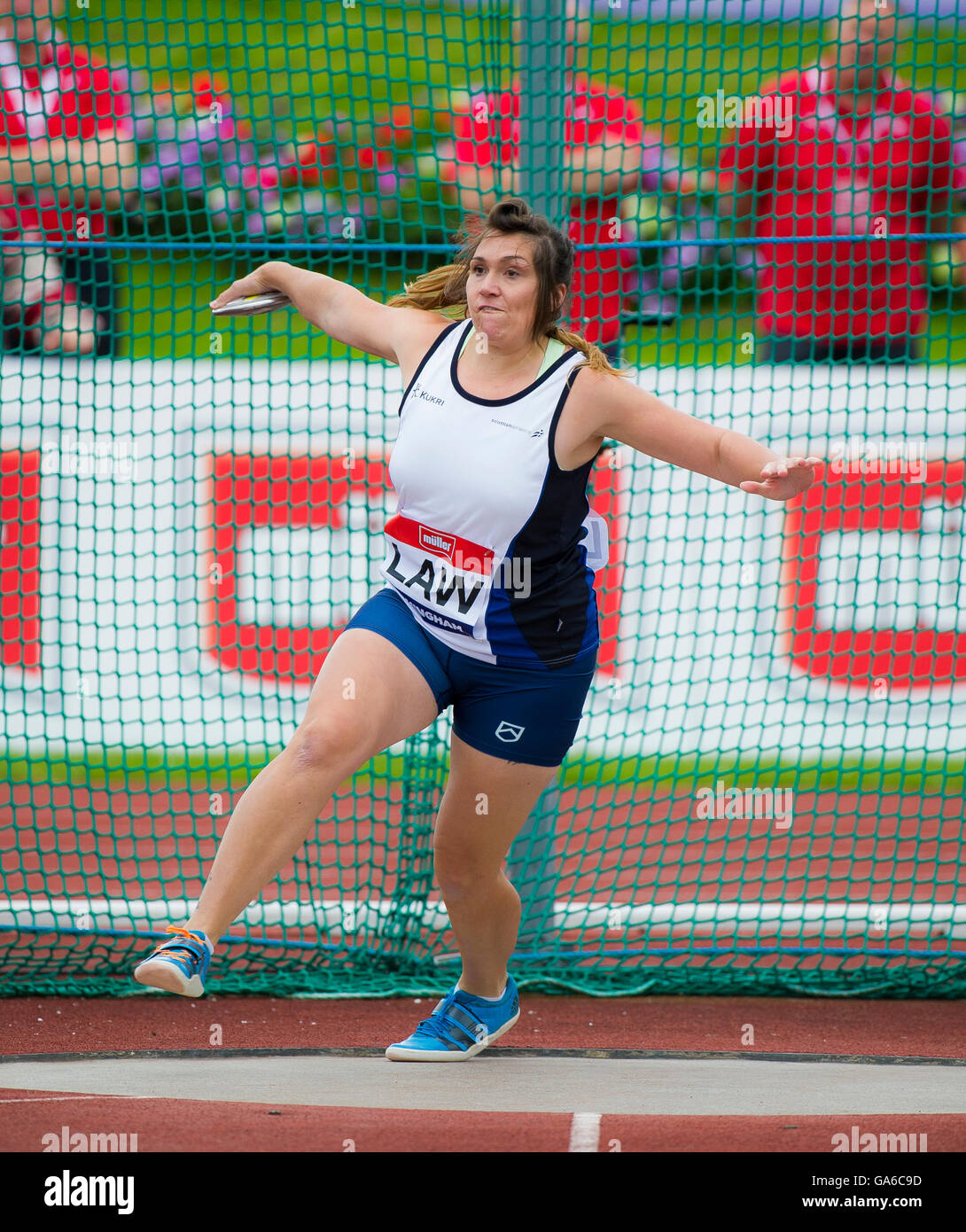 Birmingham 25th June 2016, Kirsty Law competes in the women's Discus ...