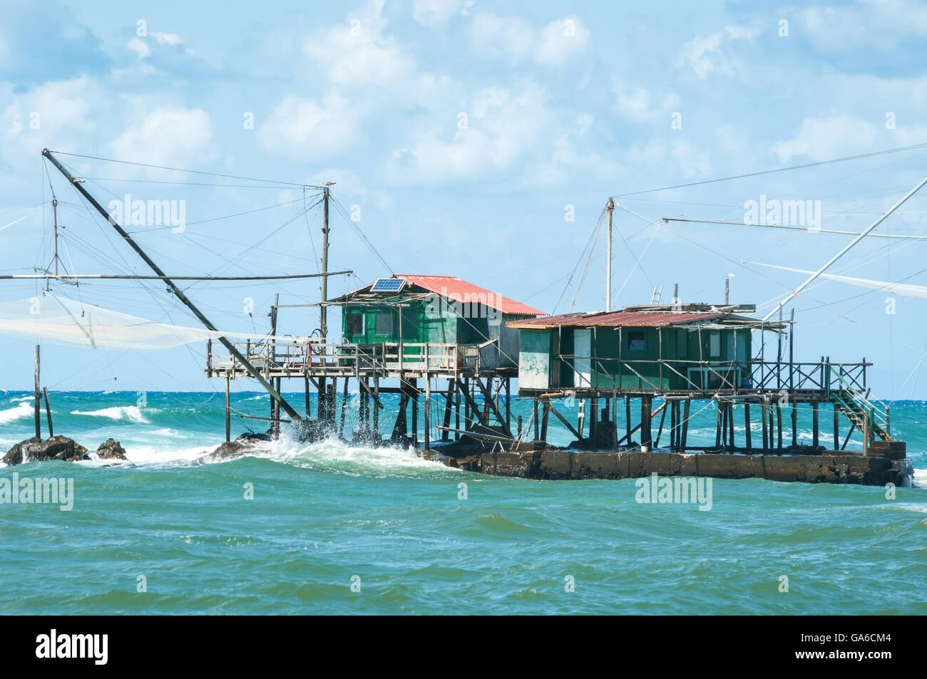 Fishing shack in the sea, Marina di Pisa Italy Stock Photo - Alamy
