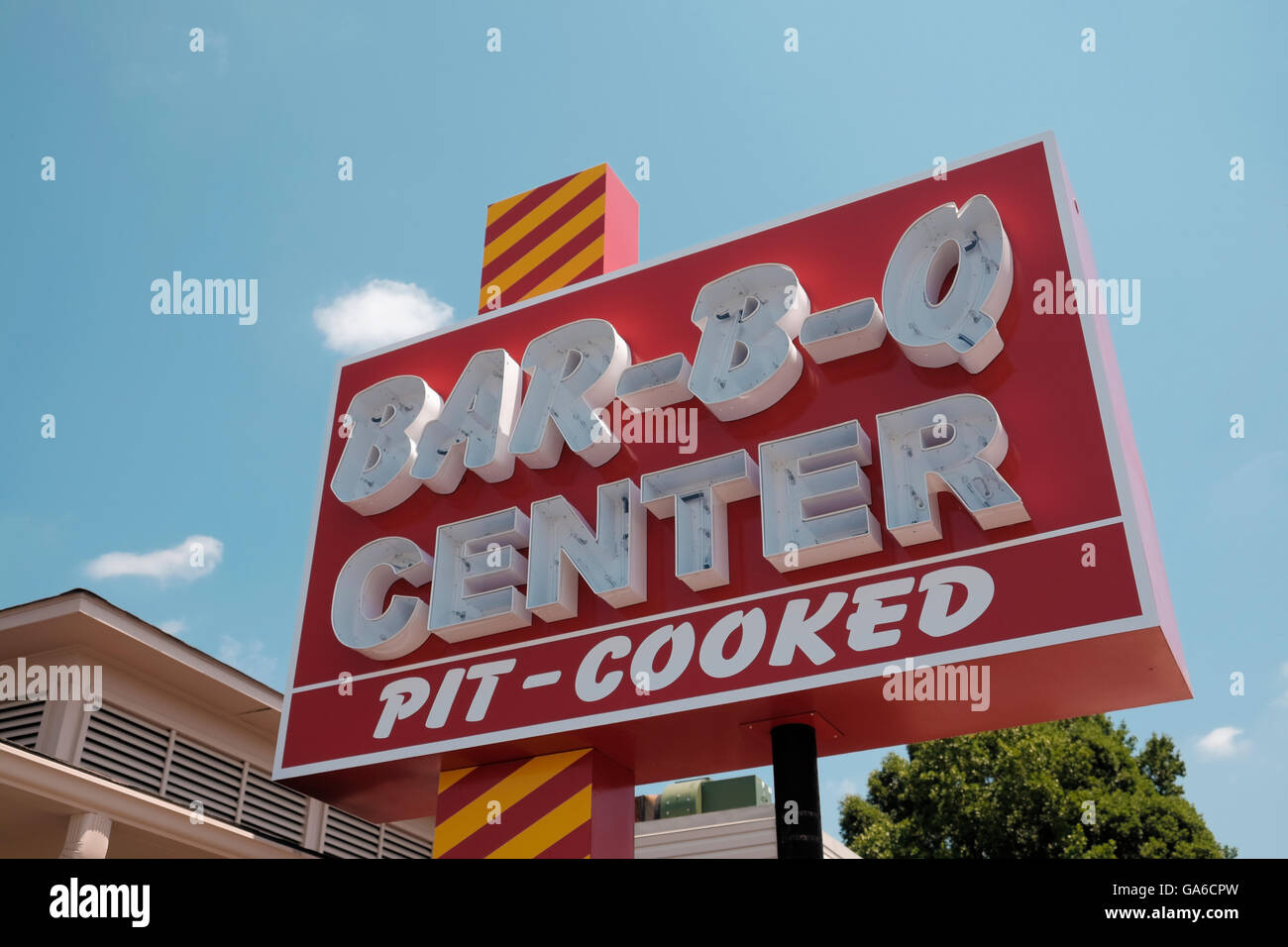 Bar-B-Q Center in Lexinton, NC. Sign for popular BBQ place Stock Photo ...