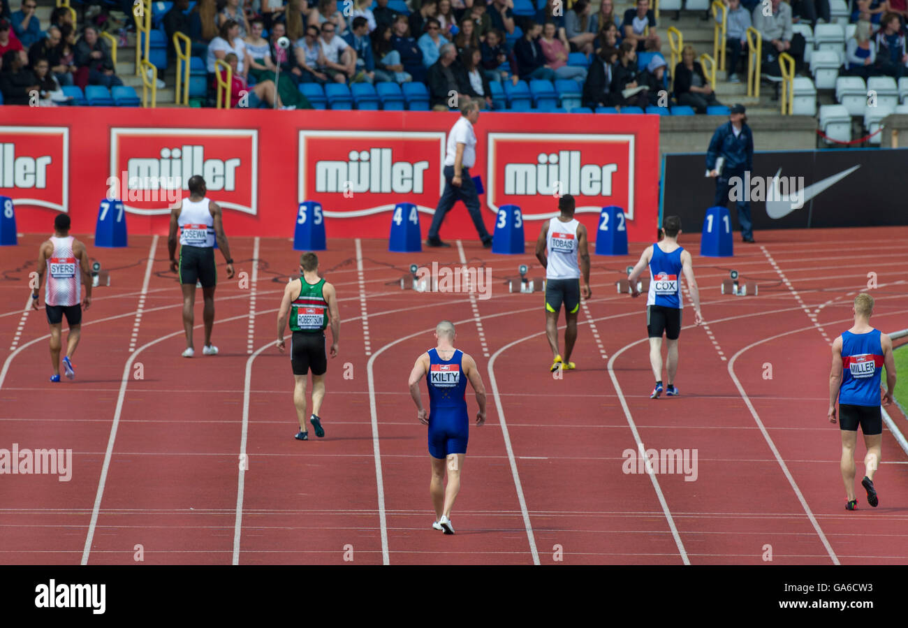 Birmingham 25th June 2016, Richard Kilty at the Men's 100m during day ...