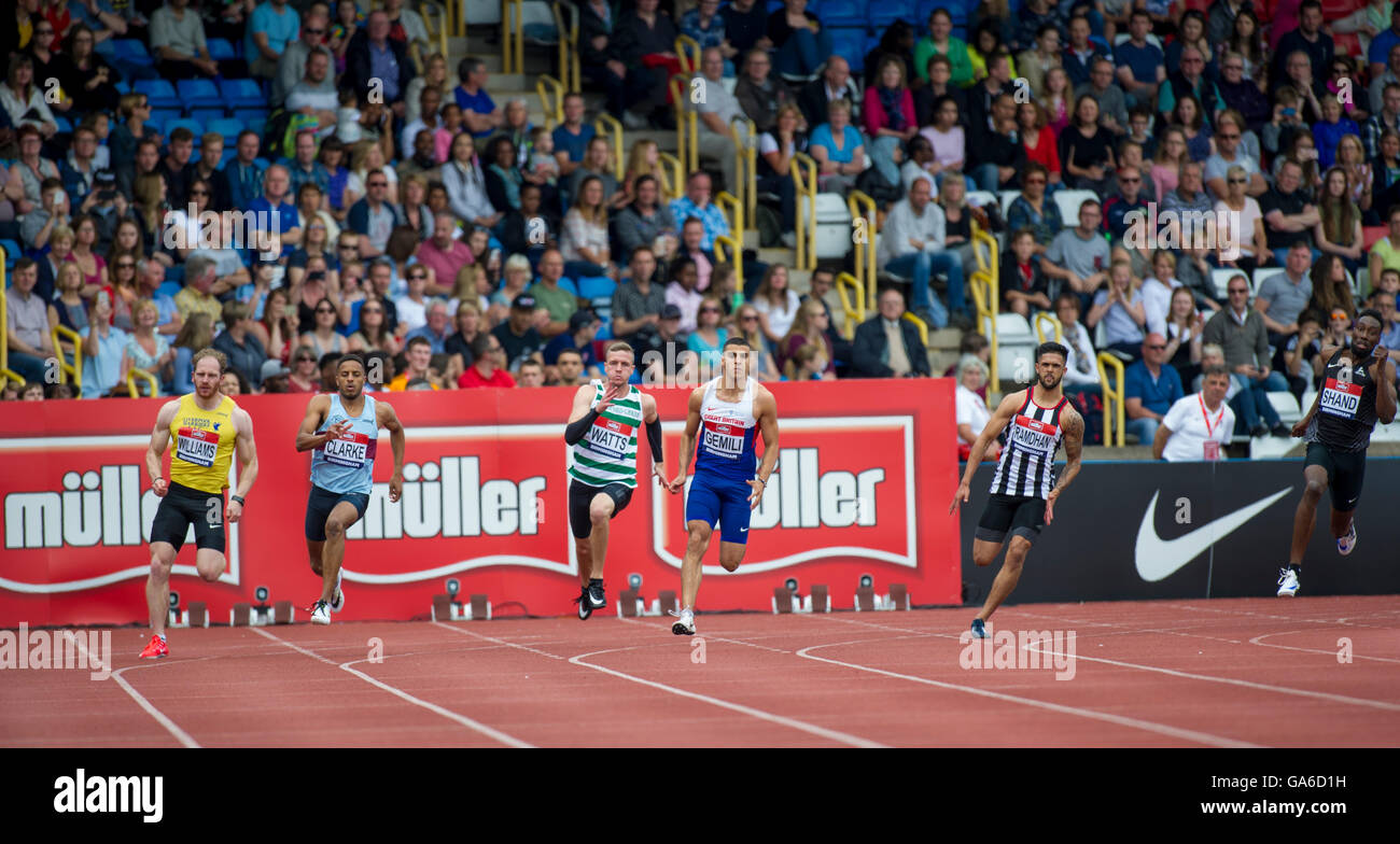 Birmingham 25th June 2016, Adam Gemini competes in the mens 200m during ...