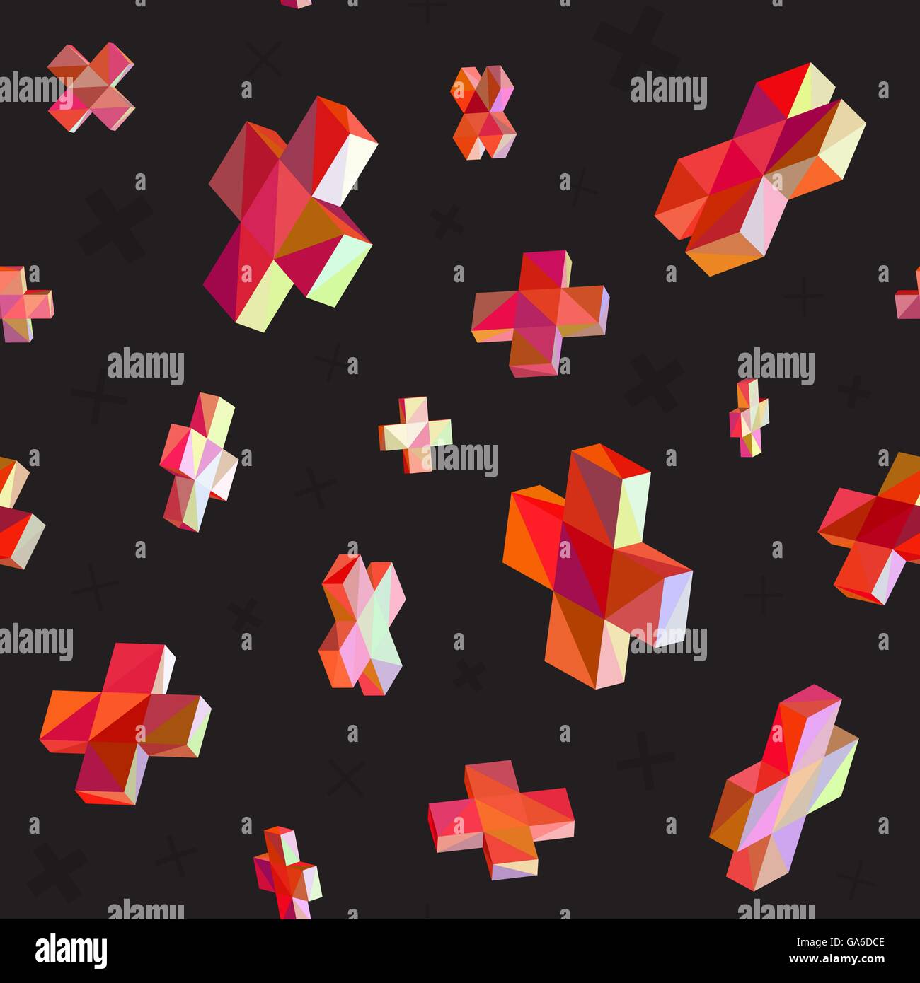 Vector Seamless Multicolor Cross Shape Dimensional Jumble Pattern Stock ...