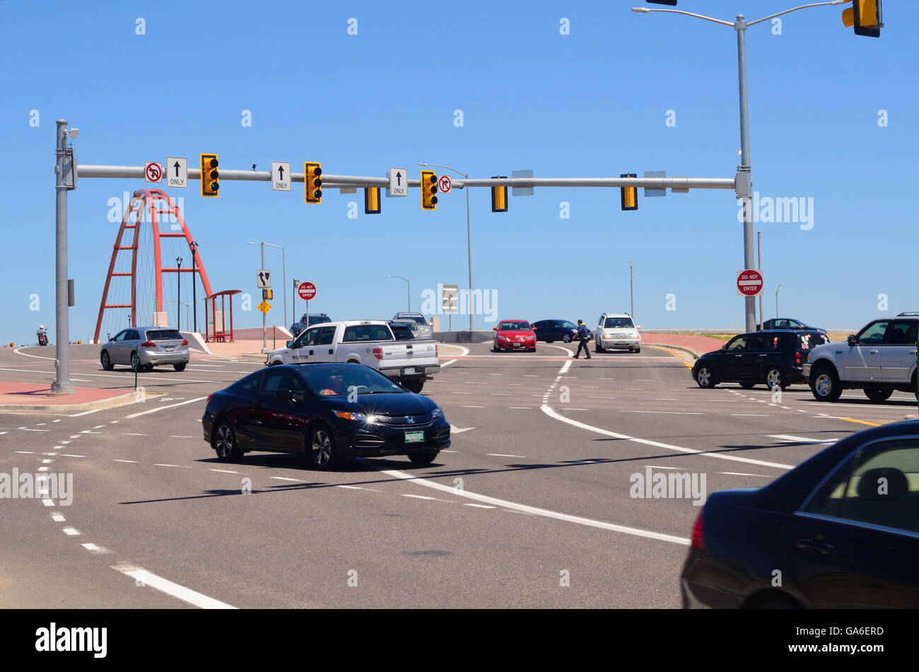 Vehicles on McCaslin Rd. switch from right-side driving to left-side ...