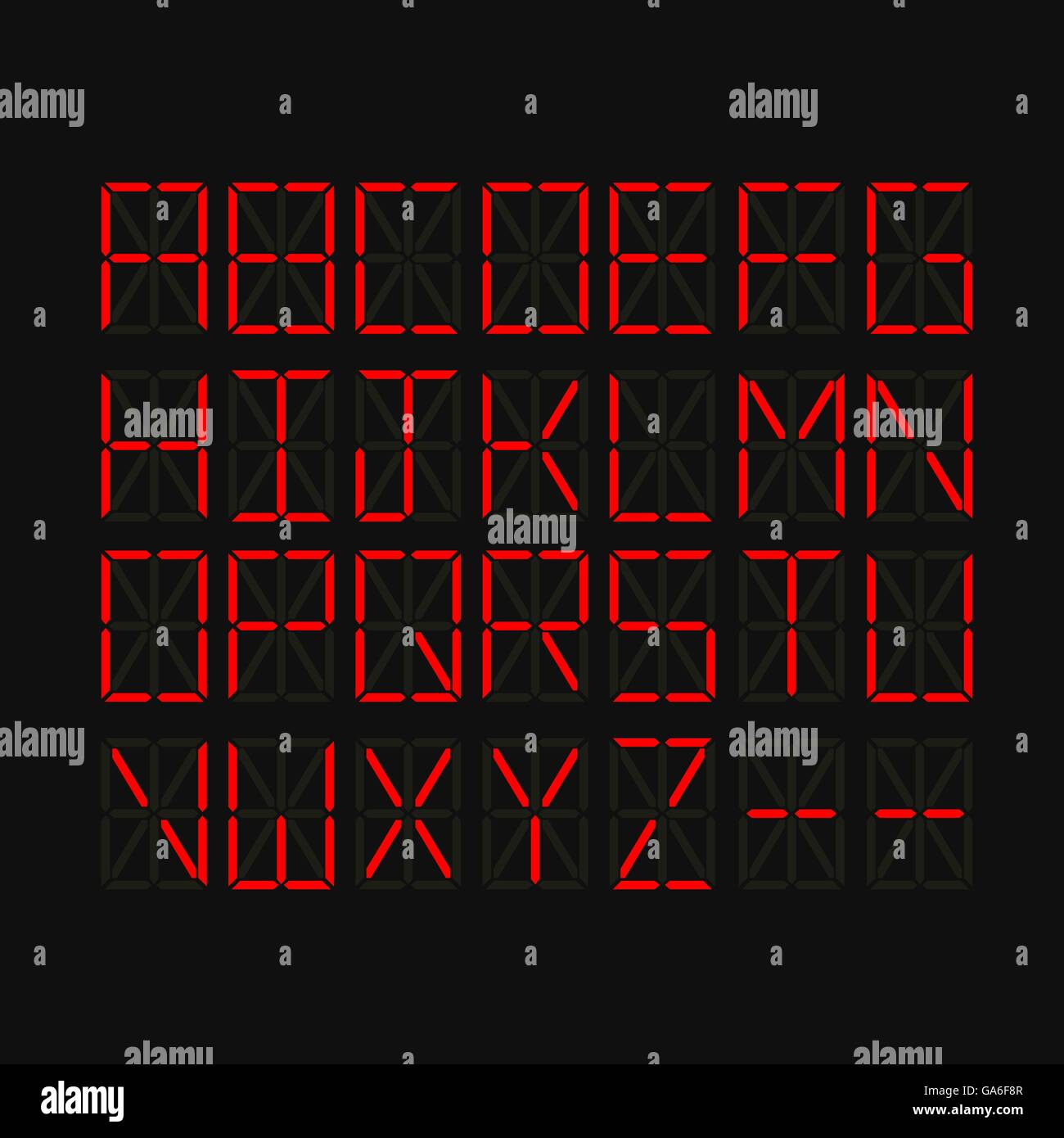 Set of alphabet letters on LED screen Stock Vector Image & Art - Alamy