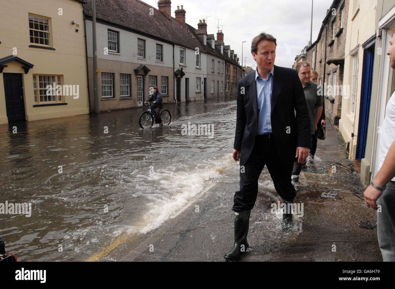 Tory Leader David Cameron in the flooded Witney during a visit to his ...