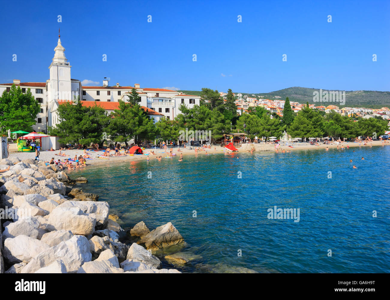 Beach in Crikvenica town, Kvarner Stock Photo - Alamy