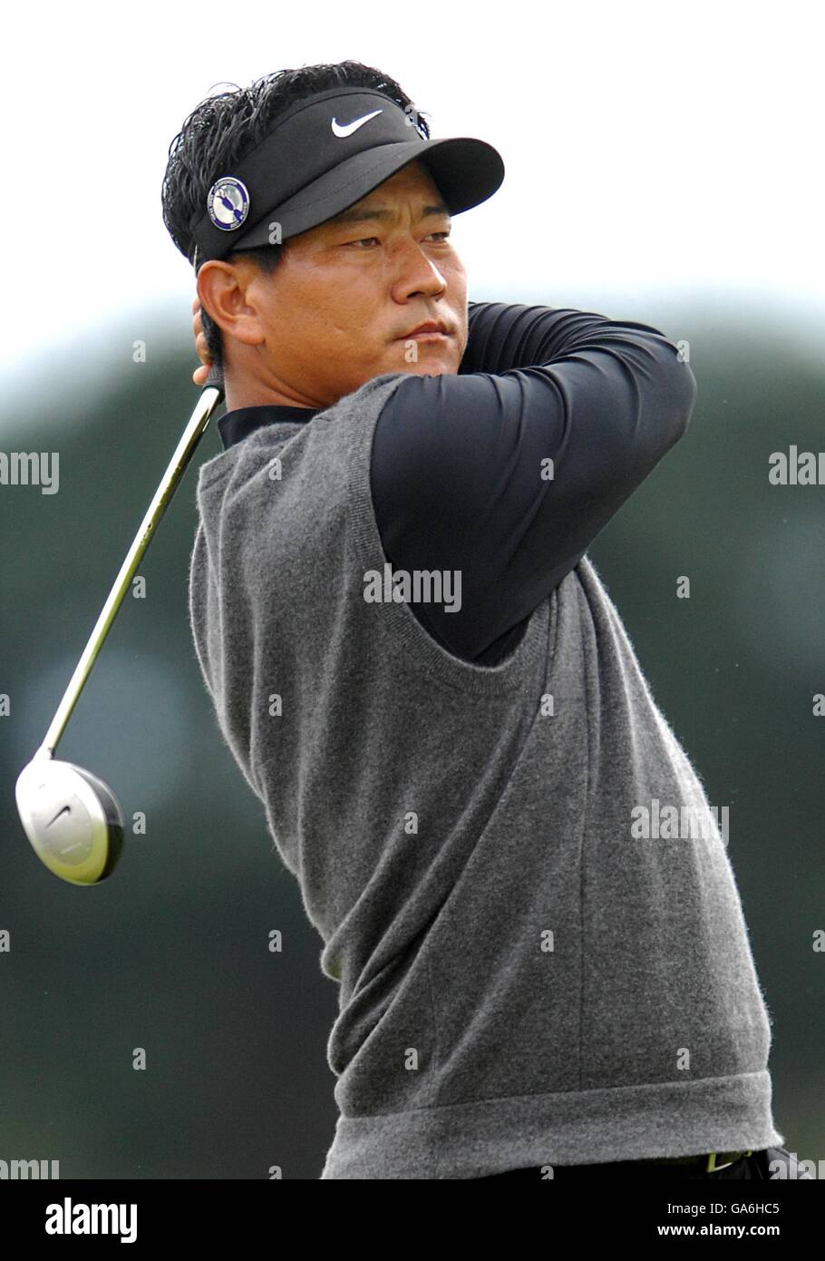 K J Choi in action during The Open Championship at the Carnoustie Golf ...