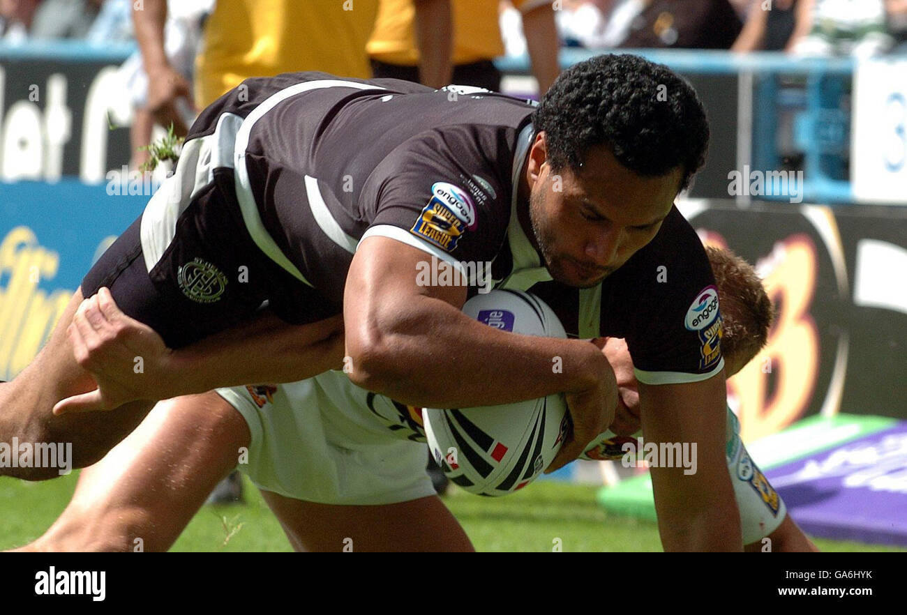St Helens' Francis Meli goes over to score during the Carnegie ...