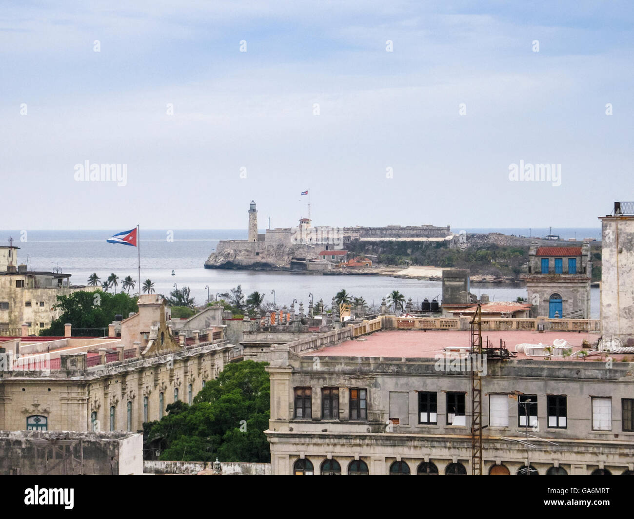 View of the lighthouse (faro) of Castillo del Morro from the old town ...