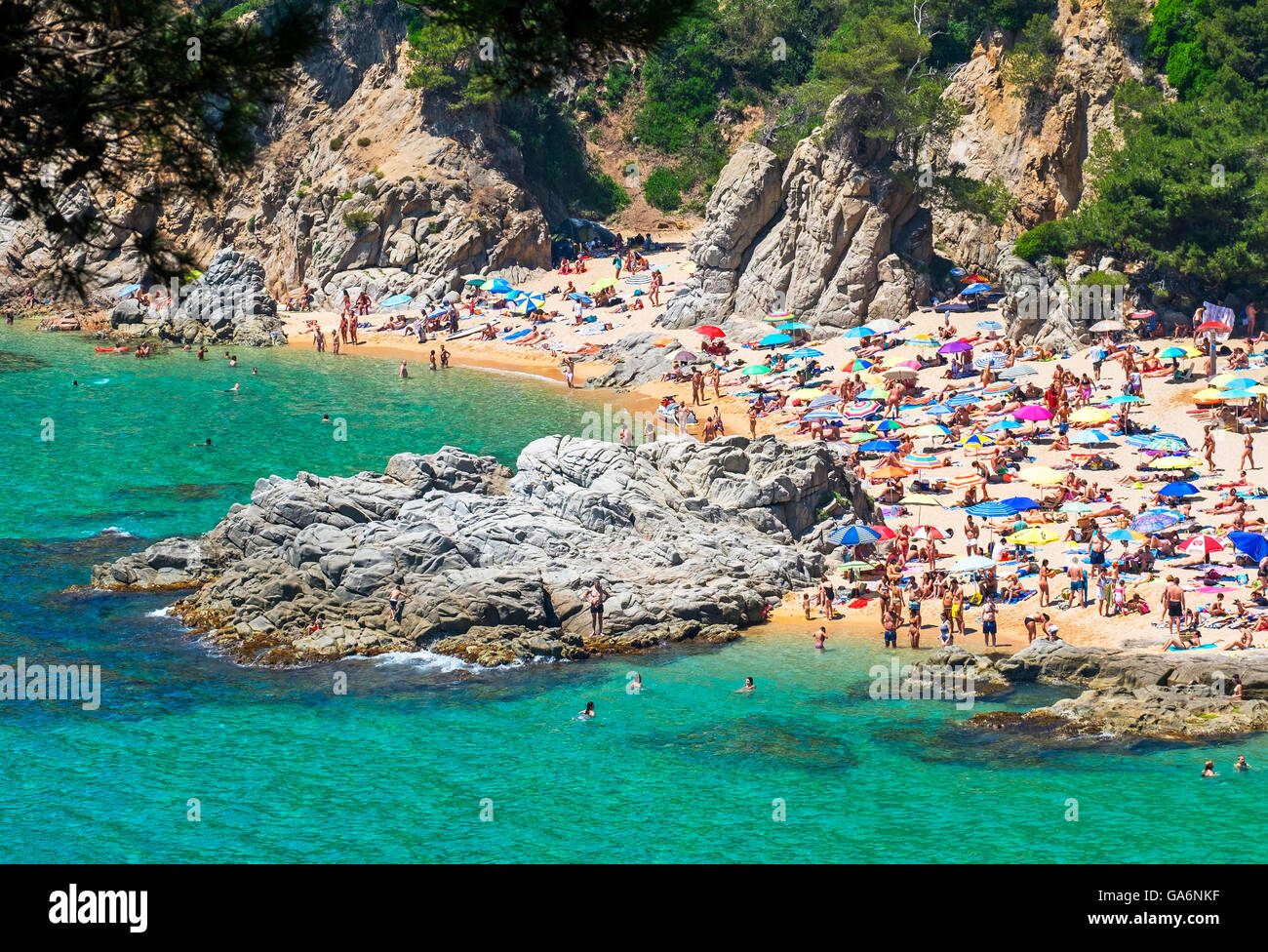 Naturist beach at Playa Cala Sa Boadella near Lloret de Mar, Costa ...
