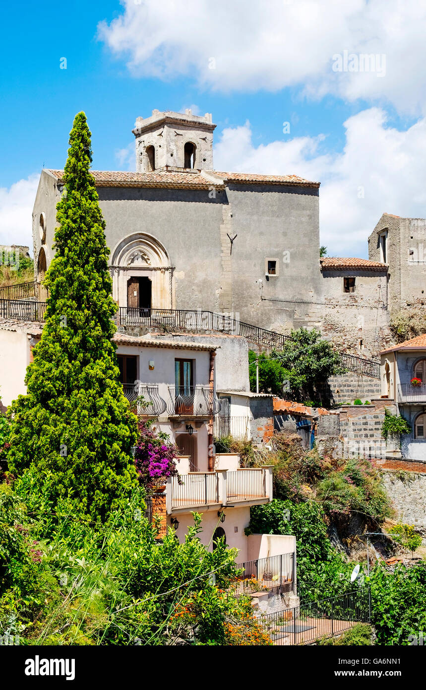 The medieval village of Savoca in the Peloritan Mountains near Messina ...