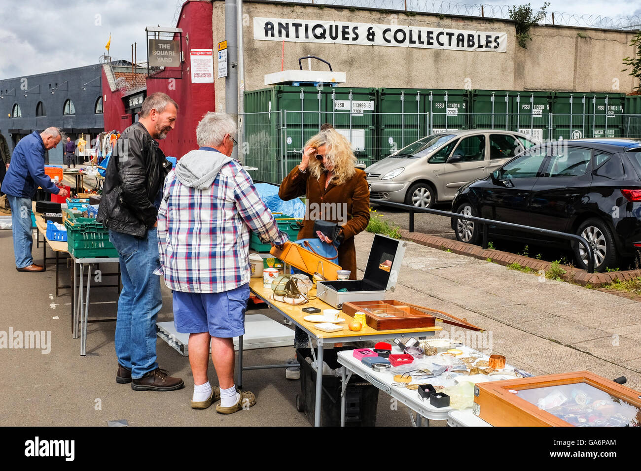 Street stall selling junk, bric-a-brac and household items, at the ...