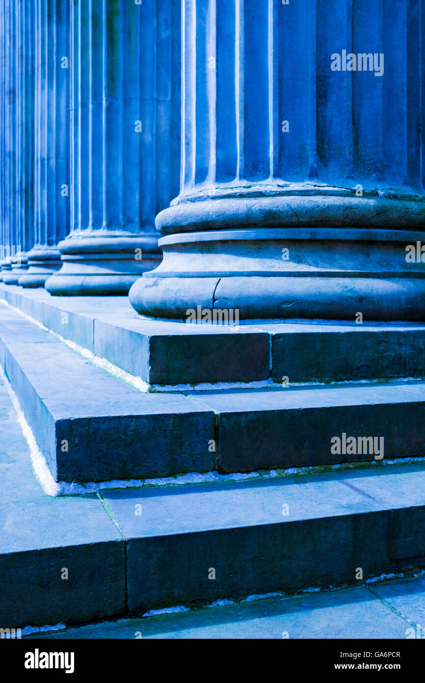 Doric columns and granite steps, Merchant City, Glasgow, Scotland, UK ...