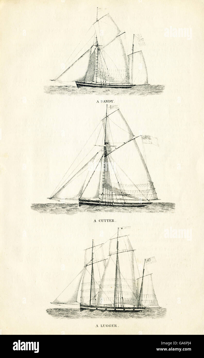 These three ships are, from top to bottom: a dandy, a cutter, and a ...