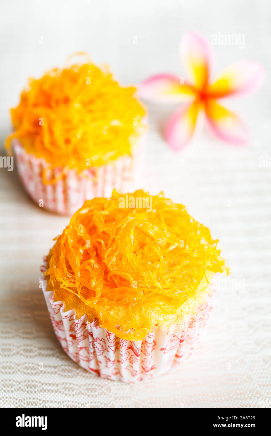 Foi thong cake, thai dessert Stock Photo - Alamy