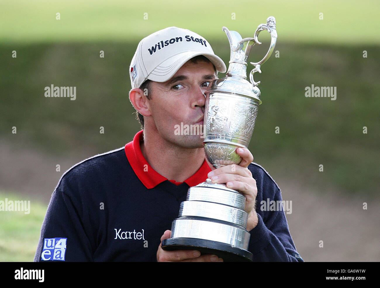 Ireland's Padraig Harrington kisses the trophy after winning The Open ...