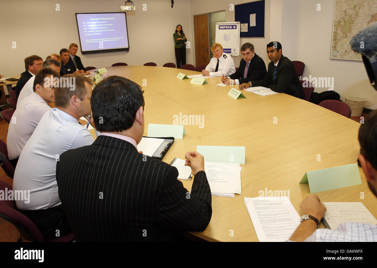 Prime Minister Gordon Brown visits the Gold command room at the ...