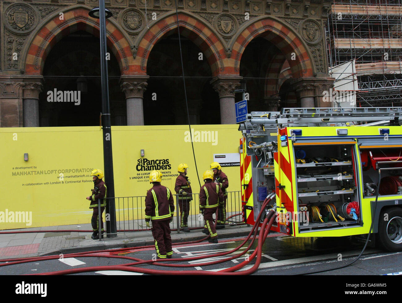 A fire crew outside the midland grand hotel hi-res stock photography ...
