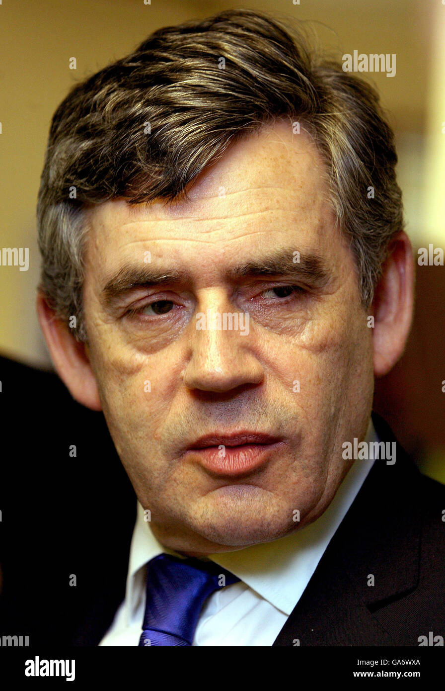 Britain's Prime Minister Gordon Brown during a visit to meet emergency ...