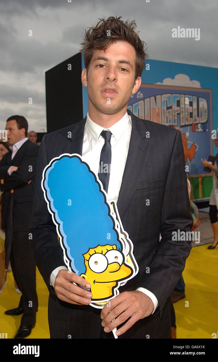 Mark ronson arrives uk premiere simpsons movie hi-res stock photography ...