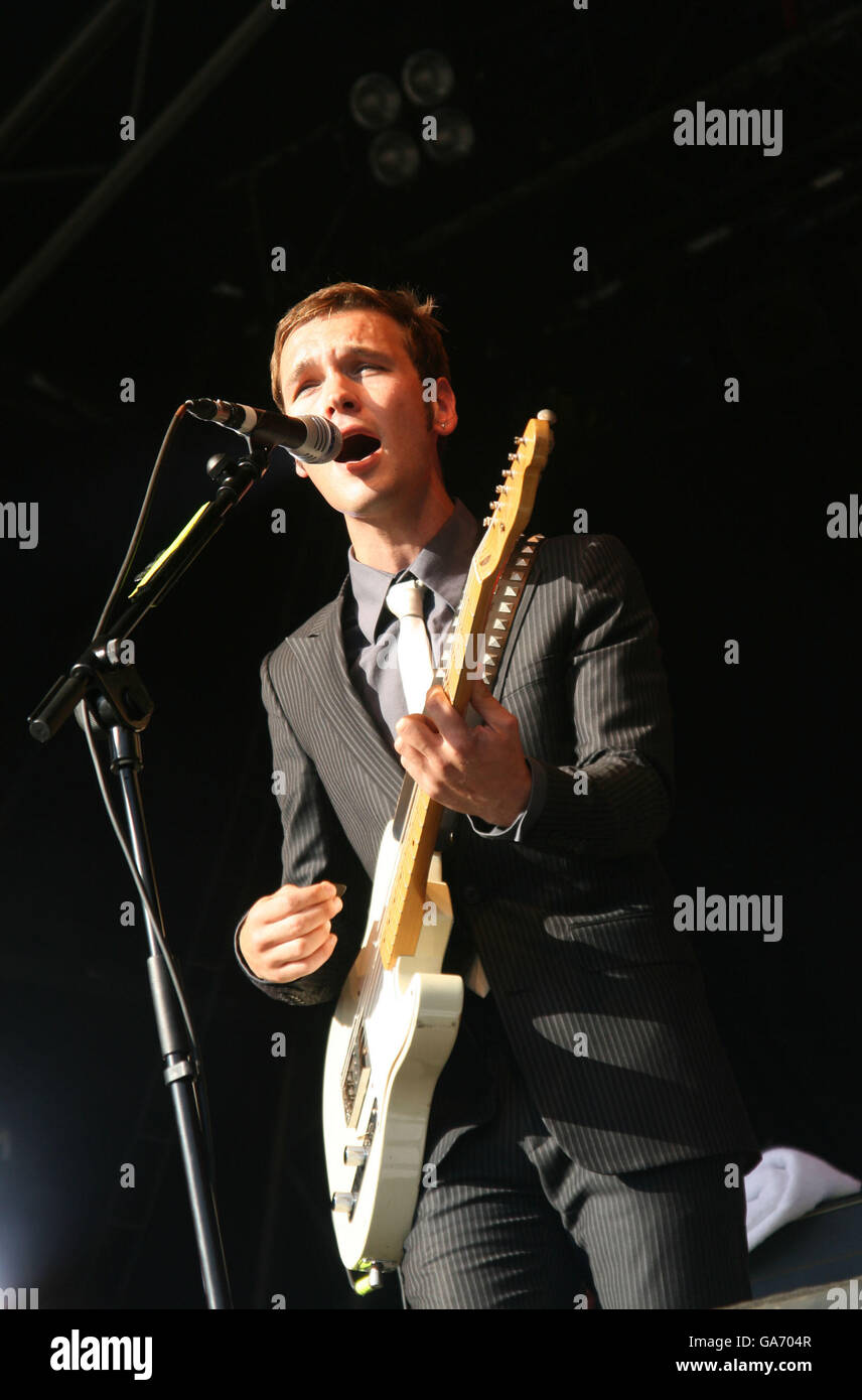 Preston of The Ordinary Boys performs on stage at the Ben and Jerry's ...