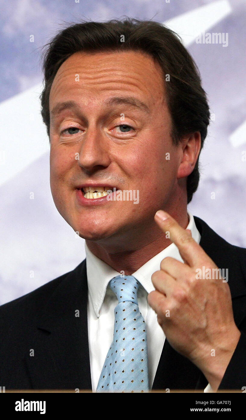 Leader of the Conservative party David Cameron delivers a speech on ...