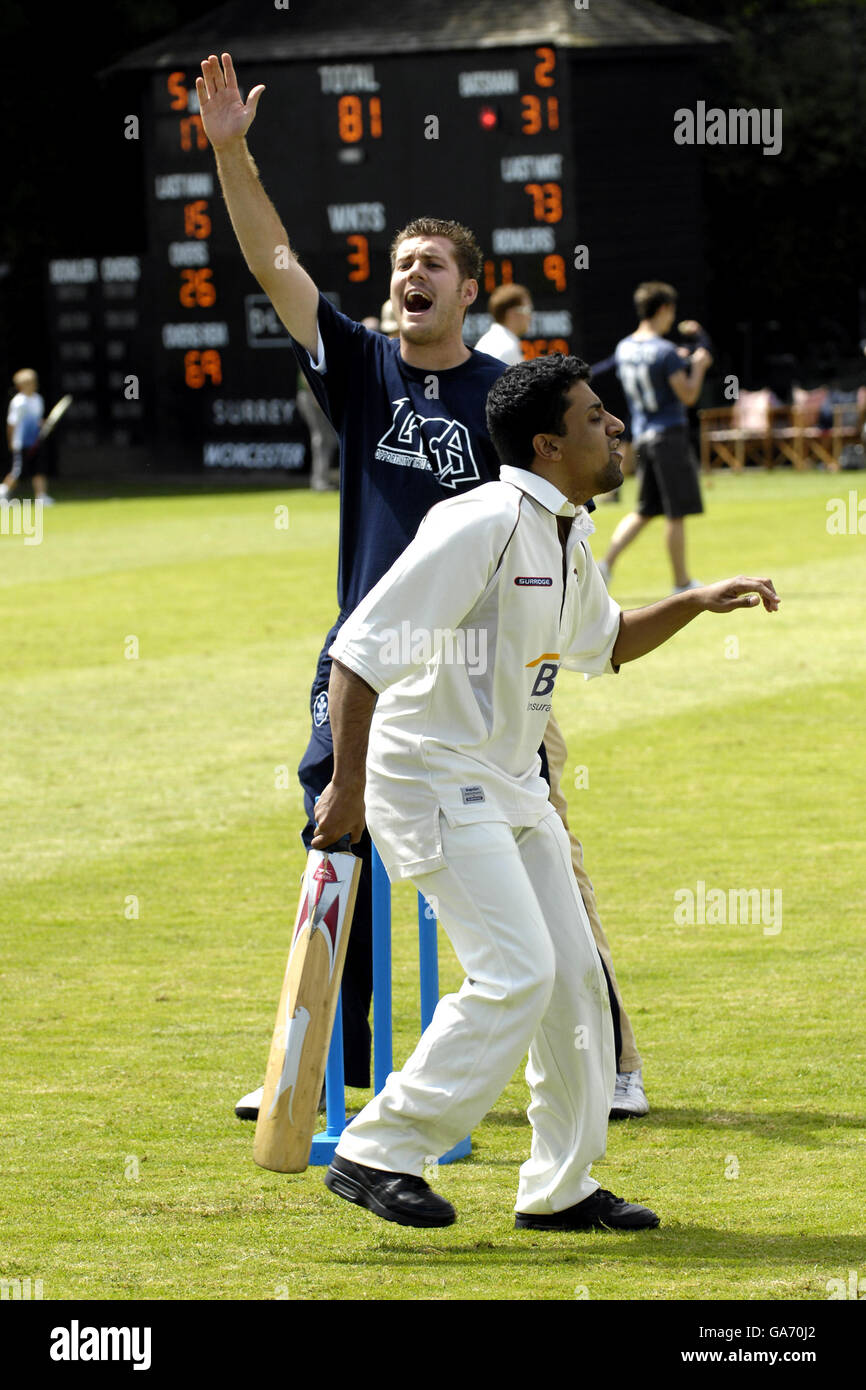 Kids take part in a blind cricket match at the lunch break Stock Photo ...