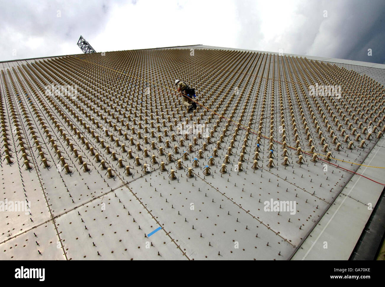 The exterior of the Radar panels are checked at RAF Fylingdales which ...