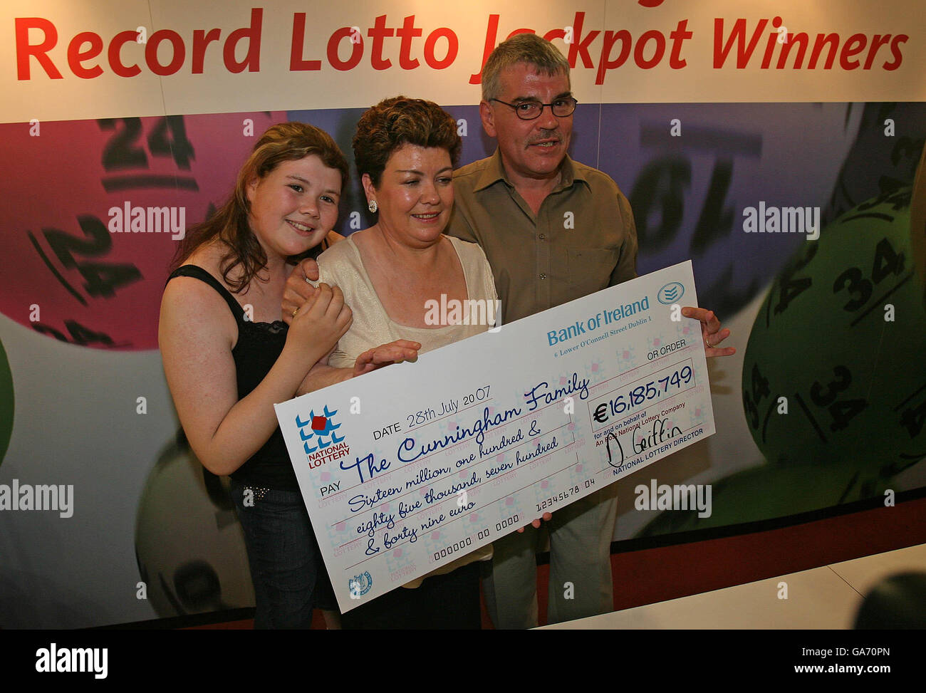 Ireland's latest lottery millionaires Paul and Helen Cunningham with ...