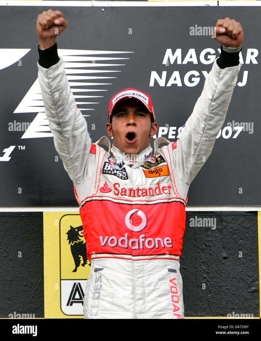 Great Britain's McLaren Mercedes Driver Lewis Hamilton celebrates his ...