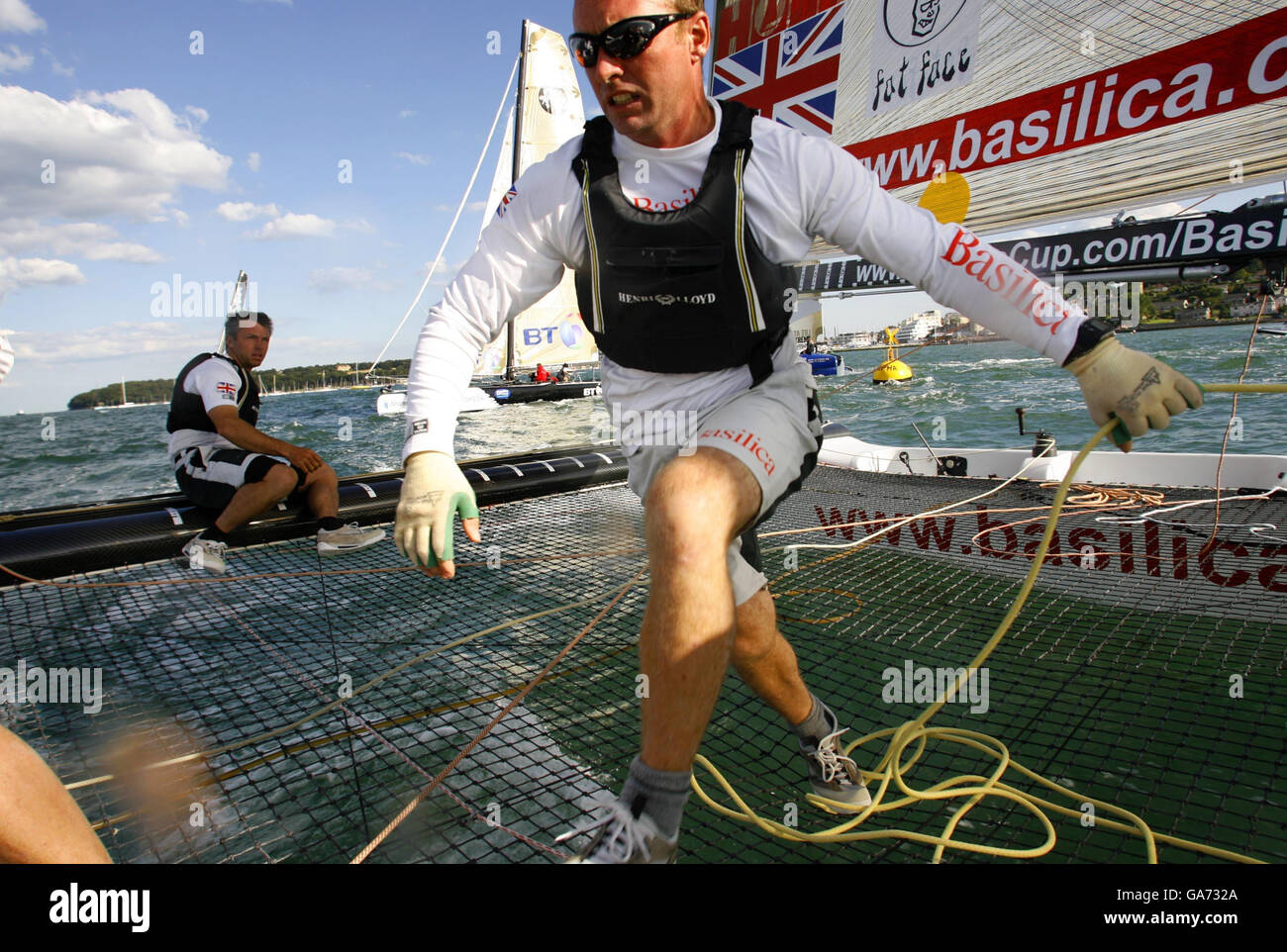 Rob Greenhalgh (left) and his crew racing aboard their Extreme 40 ...