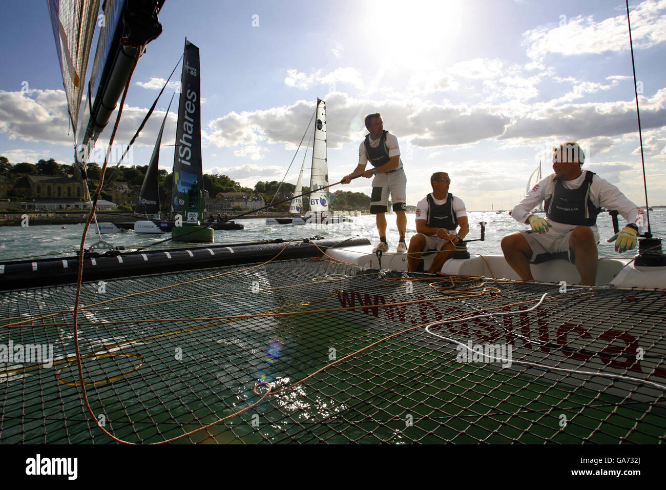 Rob Greenhalgh (left) and his crew racing aboard their Extreme 40 ...
