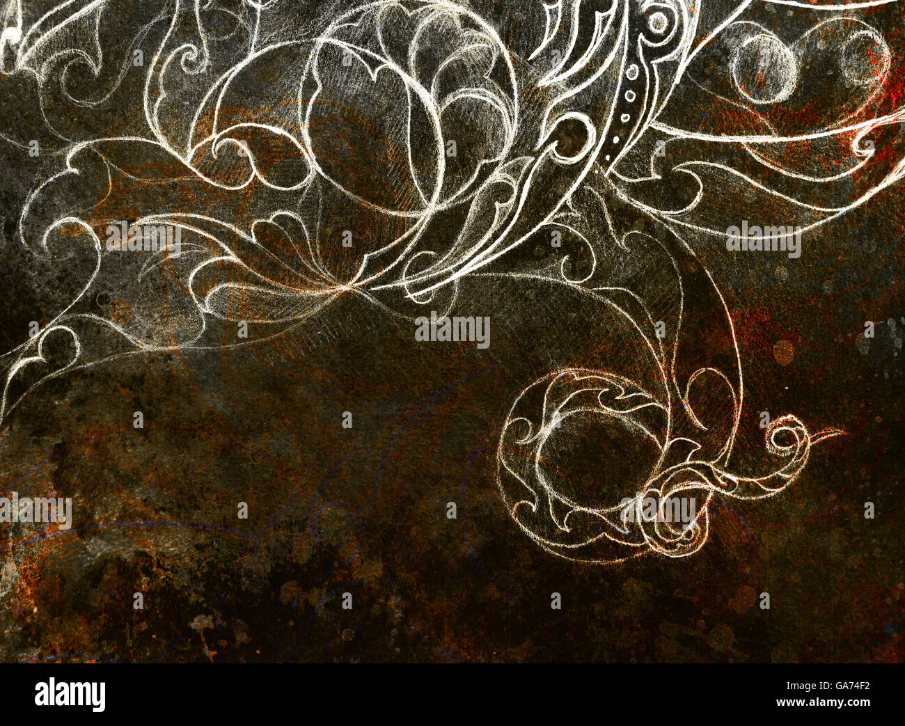 Ornamental Drawing. Original hand draw and computer collage. Color ...