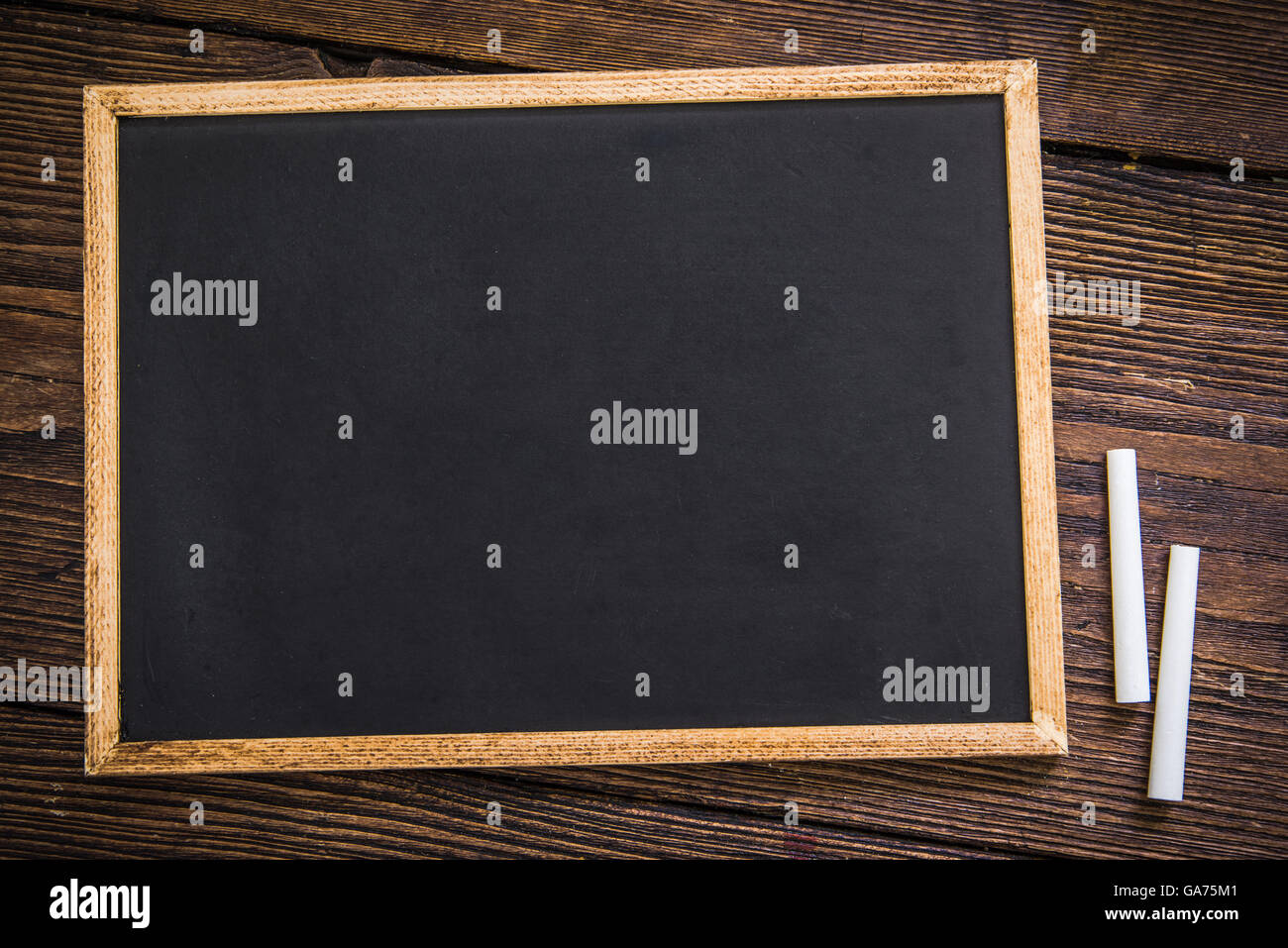 black notice board with chalk, empty template for text Stock Photo - Alamy
