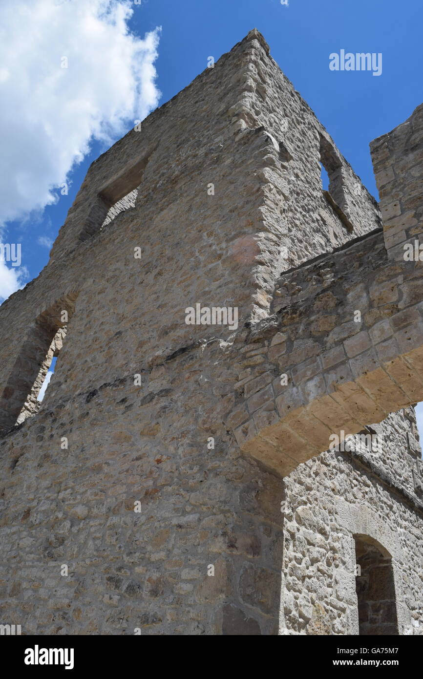 Side shot of ruined stone tower Stock Photo - Alamy