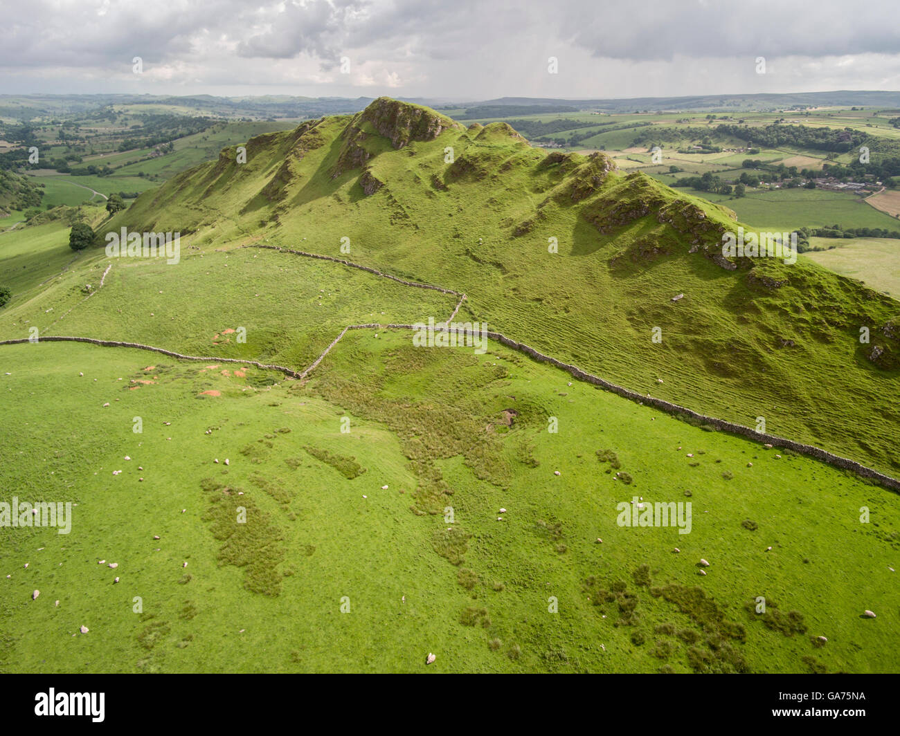 Aerial view of Chrome Hill, Peak District, Derbyshire, UK Stock Photo ...
