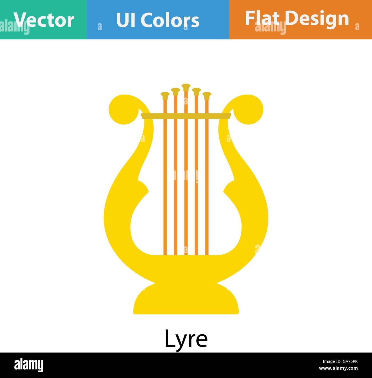 Lyre icon. Flat color design. Vector illustration Stock Vector Image ...