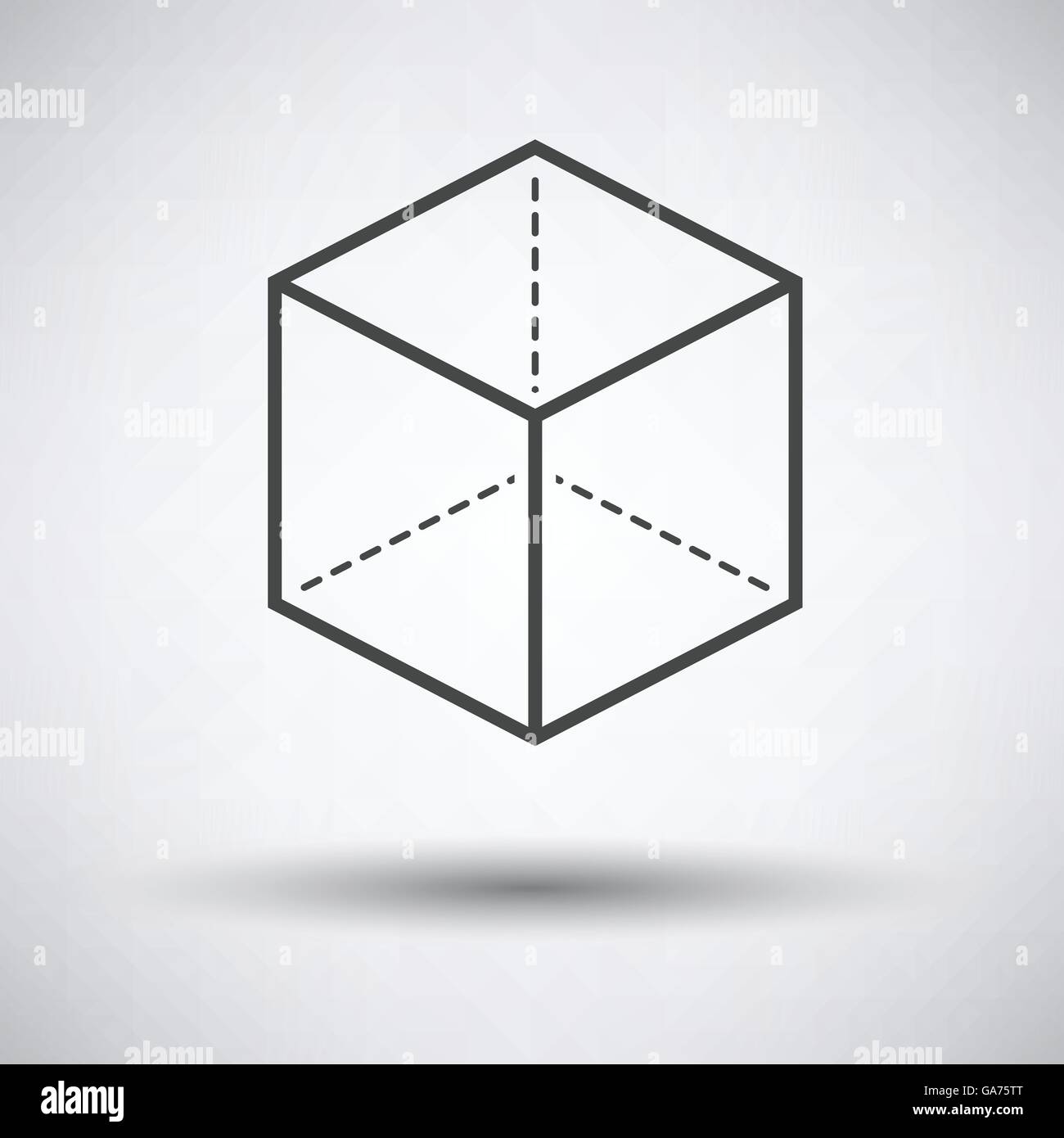 Cube with projection icon on gray background, round shadow. Vector ...