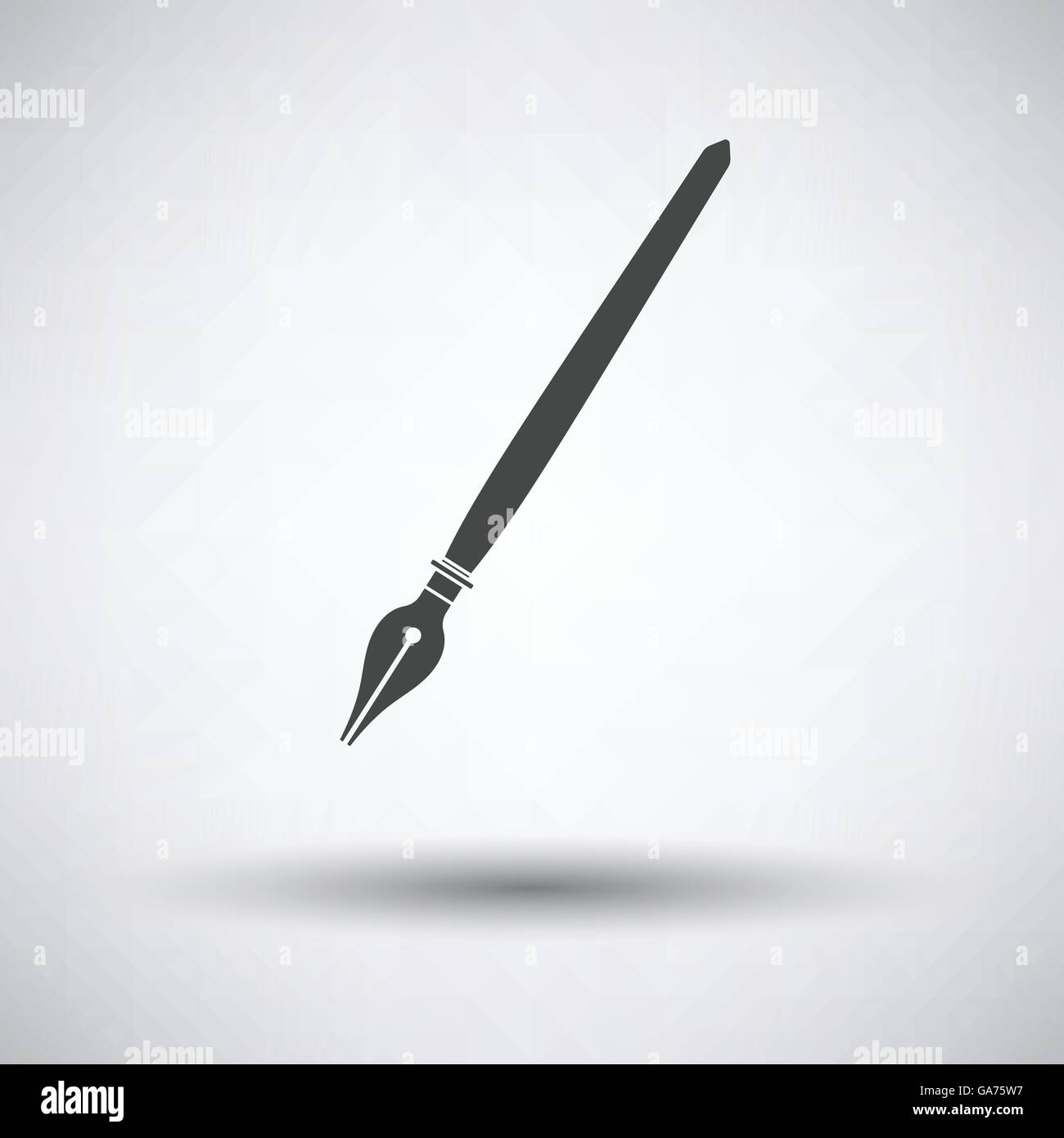 Fountain pen icon on gray background, round shadow. Vector illustration ...