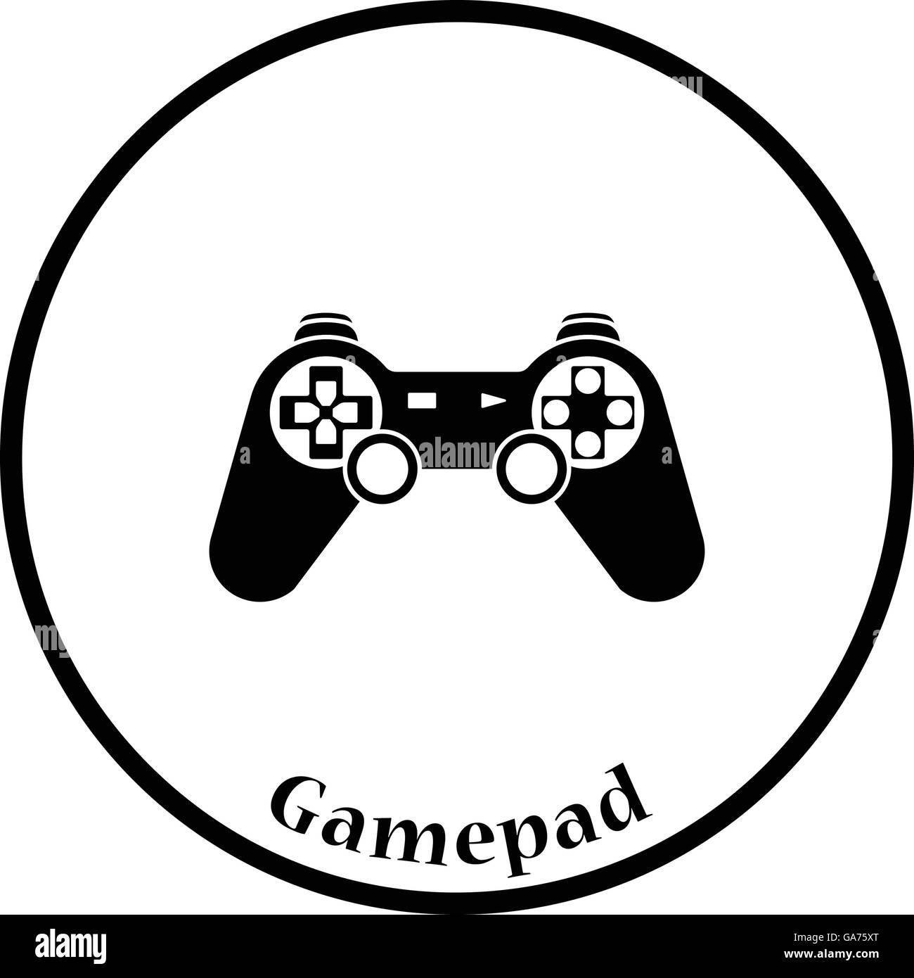 Gamepad icon. Thin circle design. Vector illustration Stock Vector ...