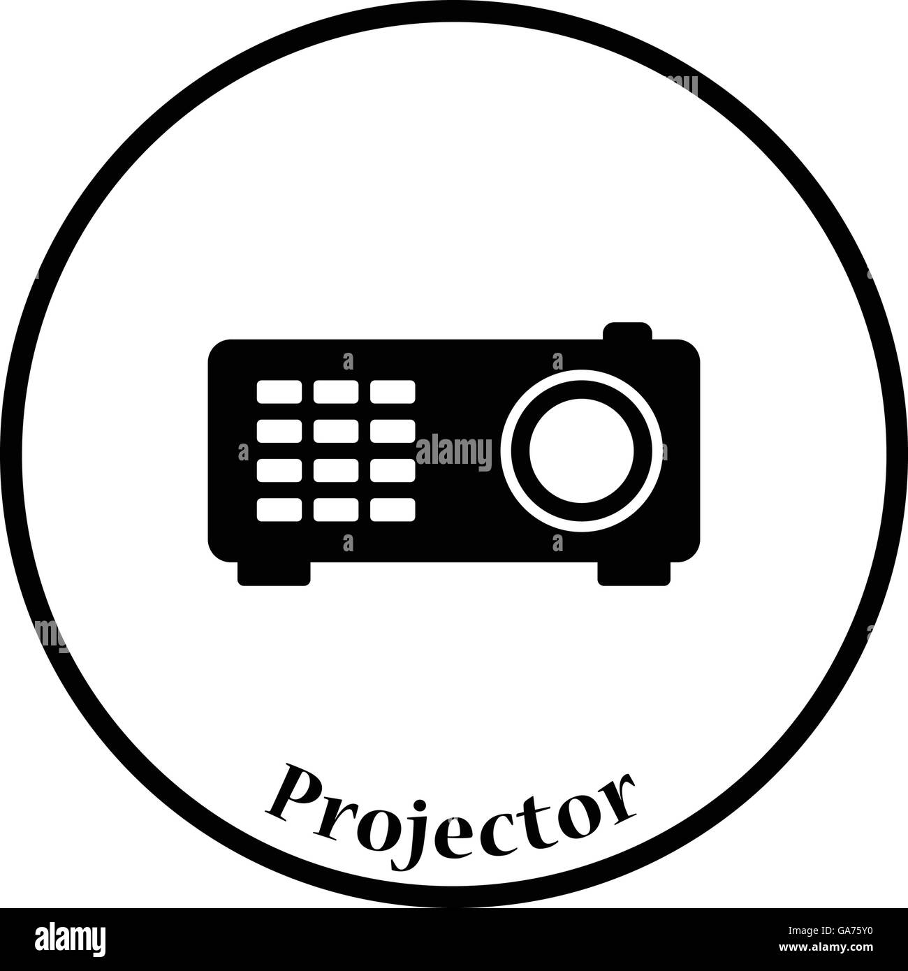 Video projector icon. Thin circle design. Vector illustration Stock ...