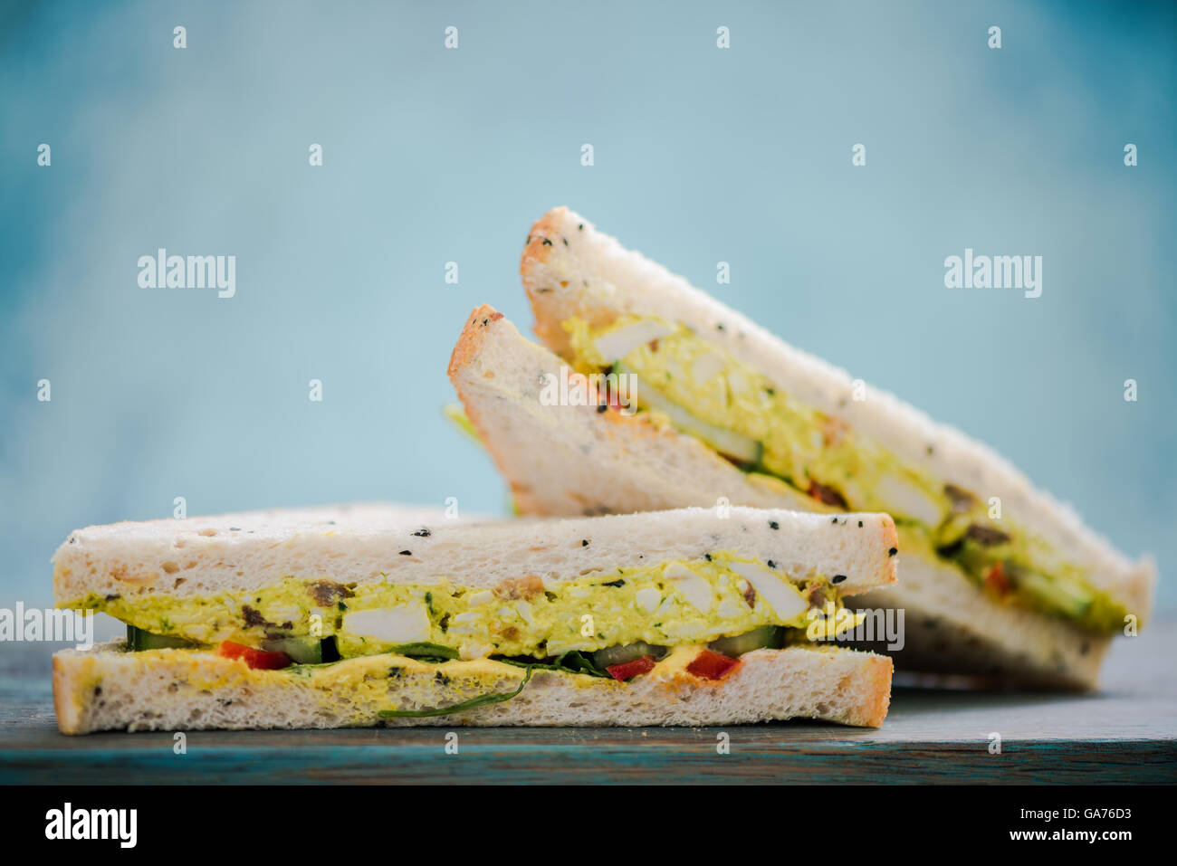 coronation chicken sandwich with white bread Stock Photo - Alamy