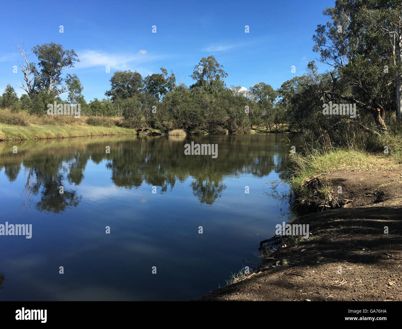 River with Water Reflection Stock Photo - Alamy