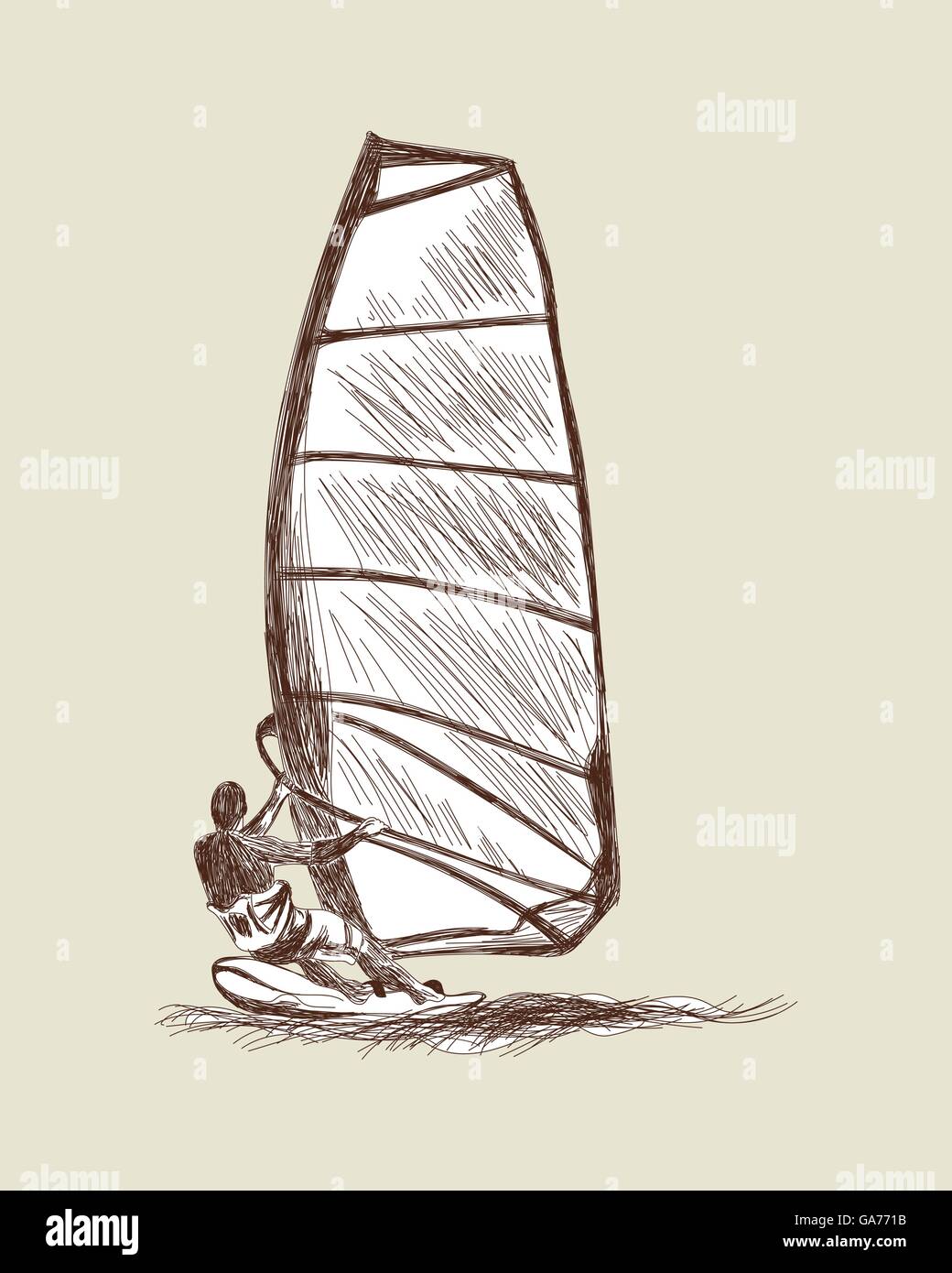 Vector drawing windsurfer hi-res stock photography and images - Alamy
