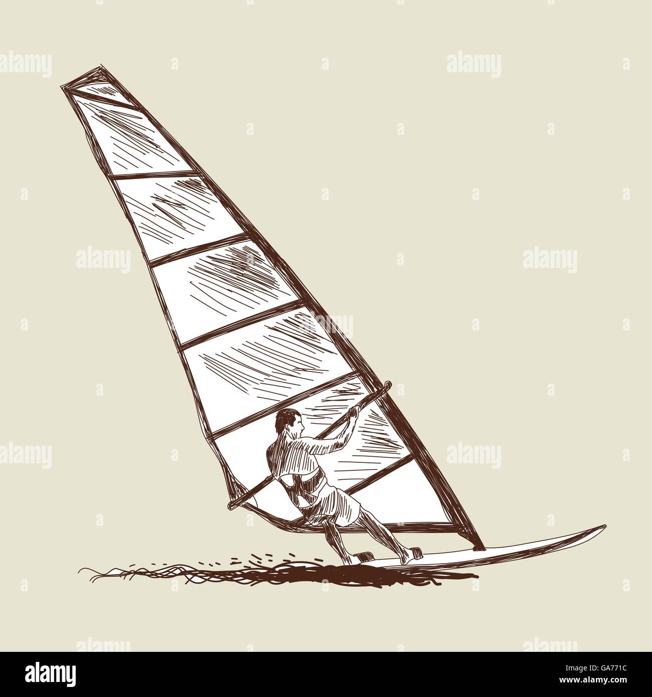 Vector drawing windsurfer hi-res stock photography and images - Alamy